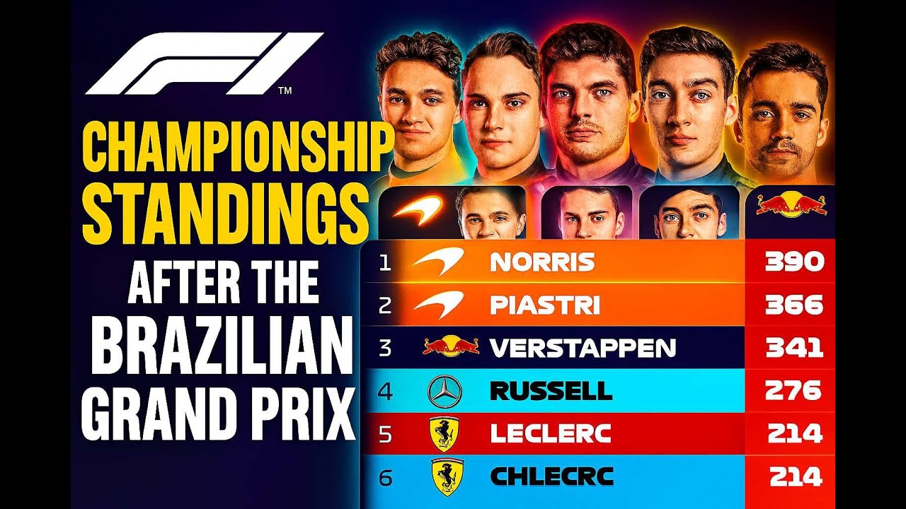 Formula 1 Drivers Championship Standings after the Brazilian Grand Prix ...