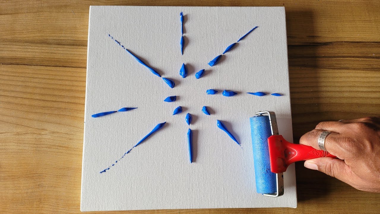 Easy Abstract Painting / Just Using Rubber Roller / For Beginners / 365 ...