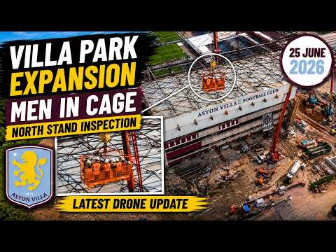 Villa Park Expansion | 25 June 2026 | Workers Suspended Above the North Stand