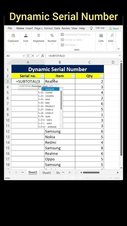 Dynamic serial number in excel | #excel #tip #tricks #shorts #viral - YouTube
