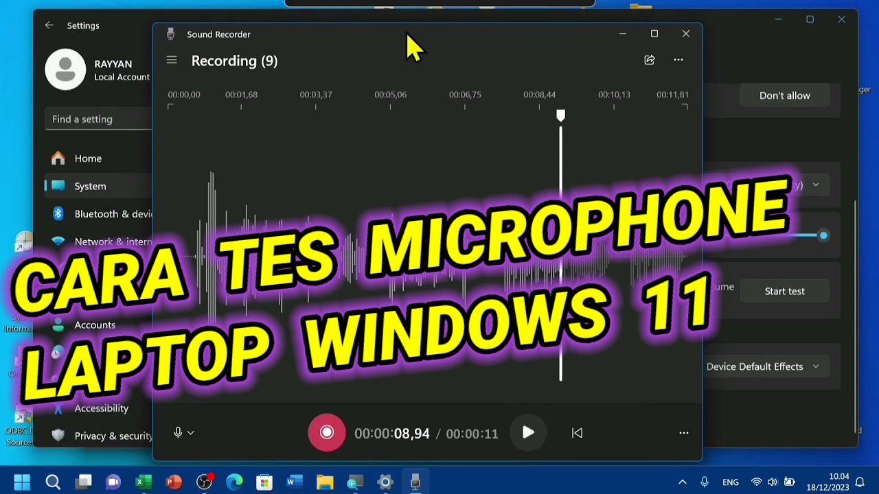 Tutorial Tes Mic Atau Microphone Yang Ada di Laptop / Komputer Windows ...