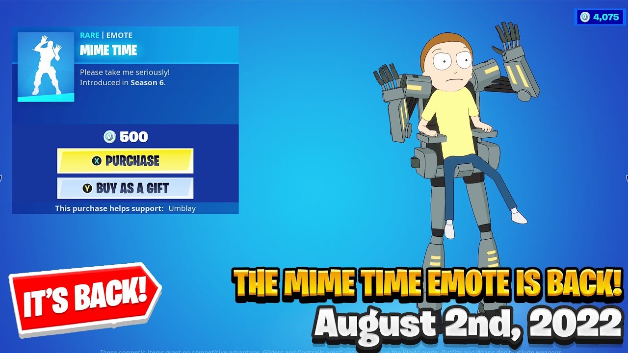 The Mime Time Emote Is Back! | Fortnite - Item Shop [August 2nd, 2022 ...