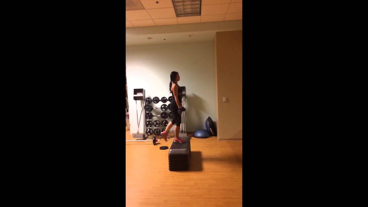 Step Up w Bicep Curl to Press - YouTube