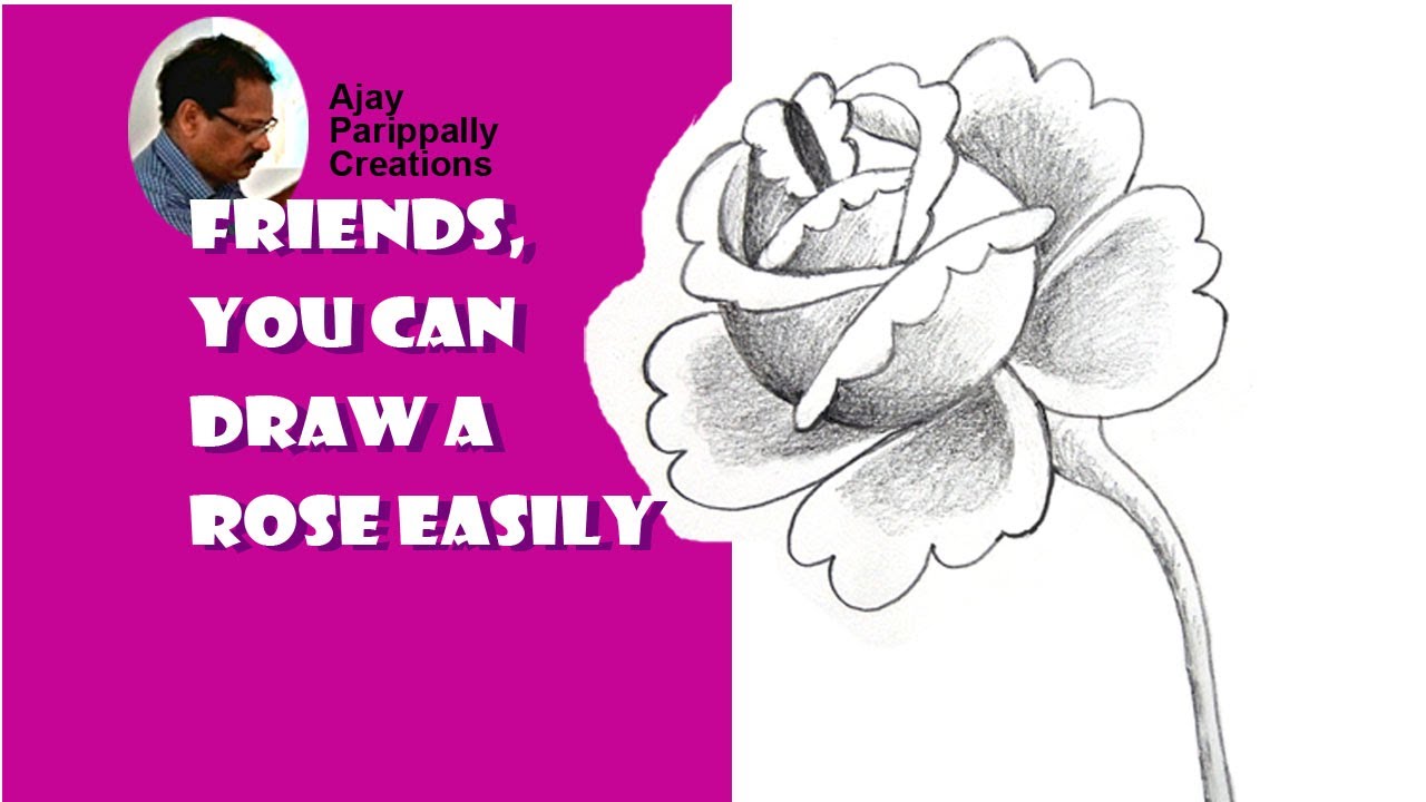 Draw a Rose Easily by Ajay parippally Creation - YouTube