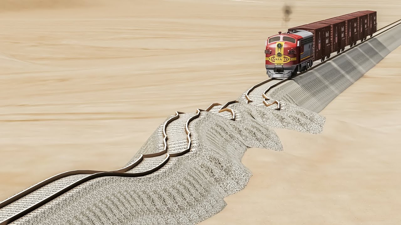 Huge Mistake Distorted Rail Tracks Vs Train Crossing - BeamNG.Drive ...