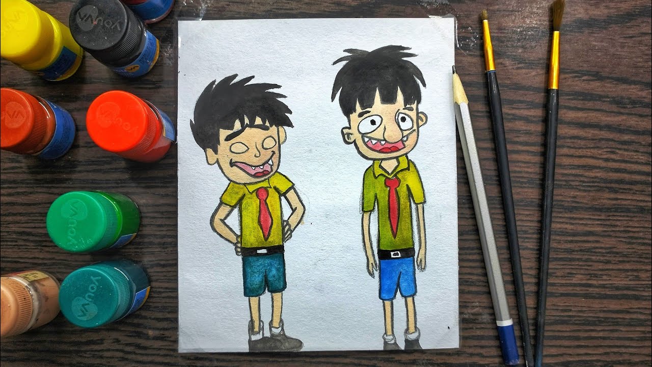 😍How to draw Badri aur Buddhdev drawing / Badrinath and budbak drawing ...