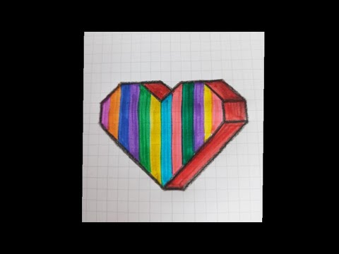 Kolay Ve Farklı Kalp Çizimi-3D kalp çizimi/Easy And Different Heart Drawing-3D Heart Drawing