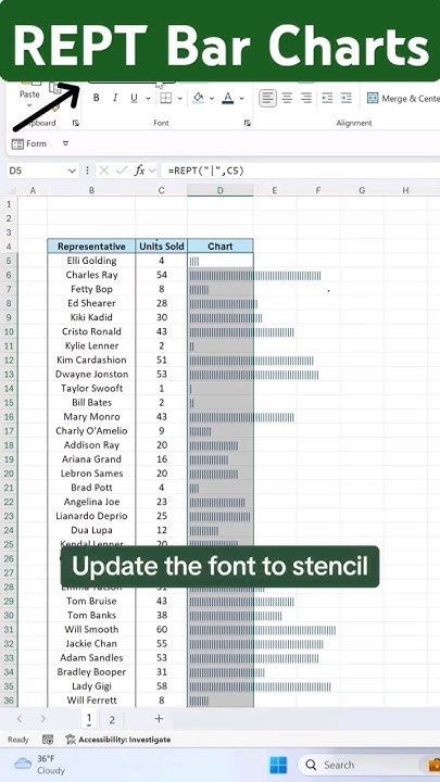 Visualize your data with REPT Bar Charts 🤯 #excel #exceltips #exceltricks #tutorial - YouTube