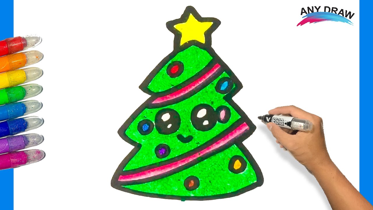 How to draw a X-mas Tree | Easy drawings - YouTube