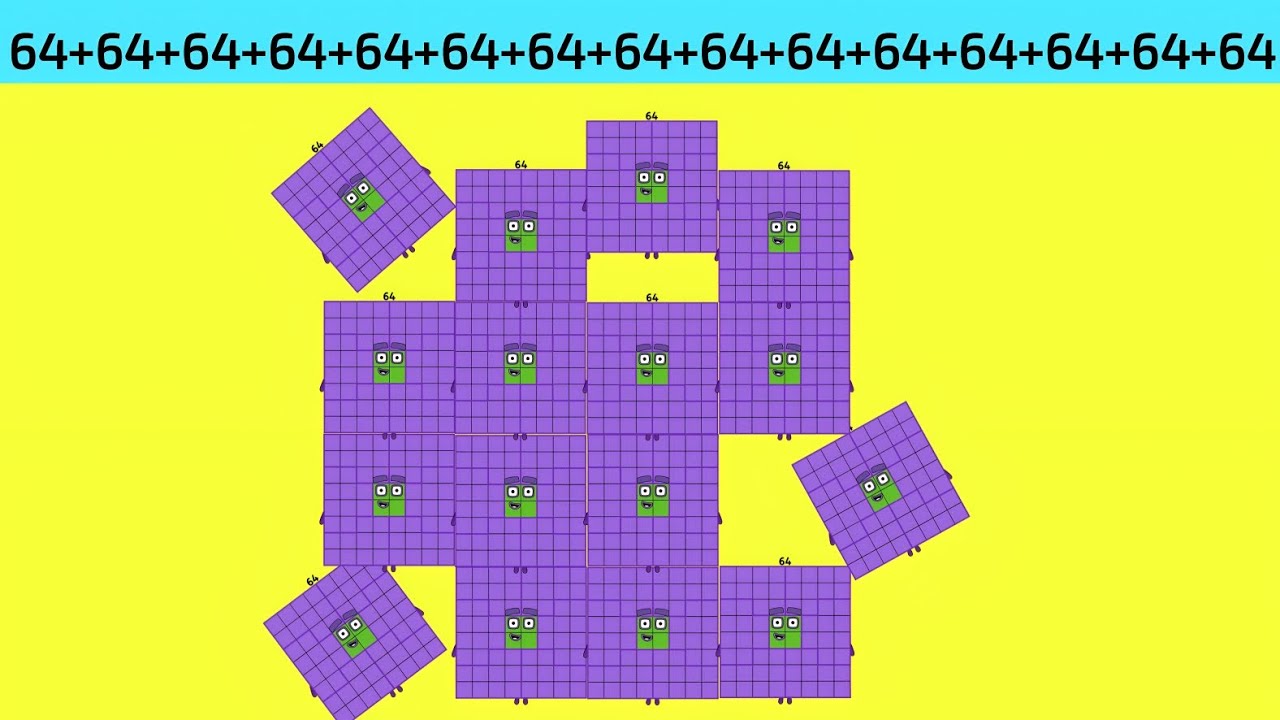Sixteen Same Square Number blocks Addition | Numberblocks Addition ...
