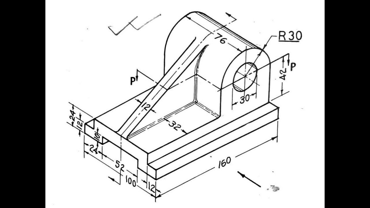 Machine parts drawing - YouTube