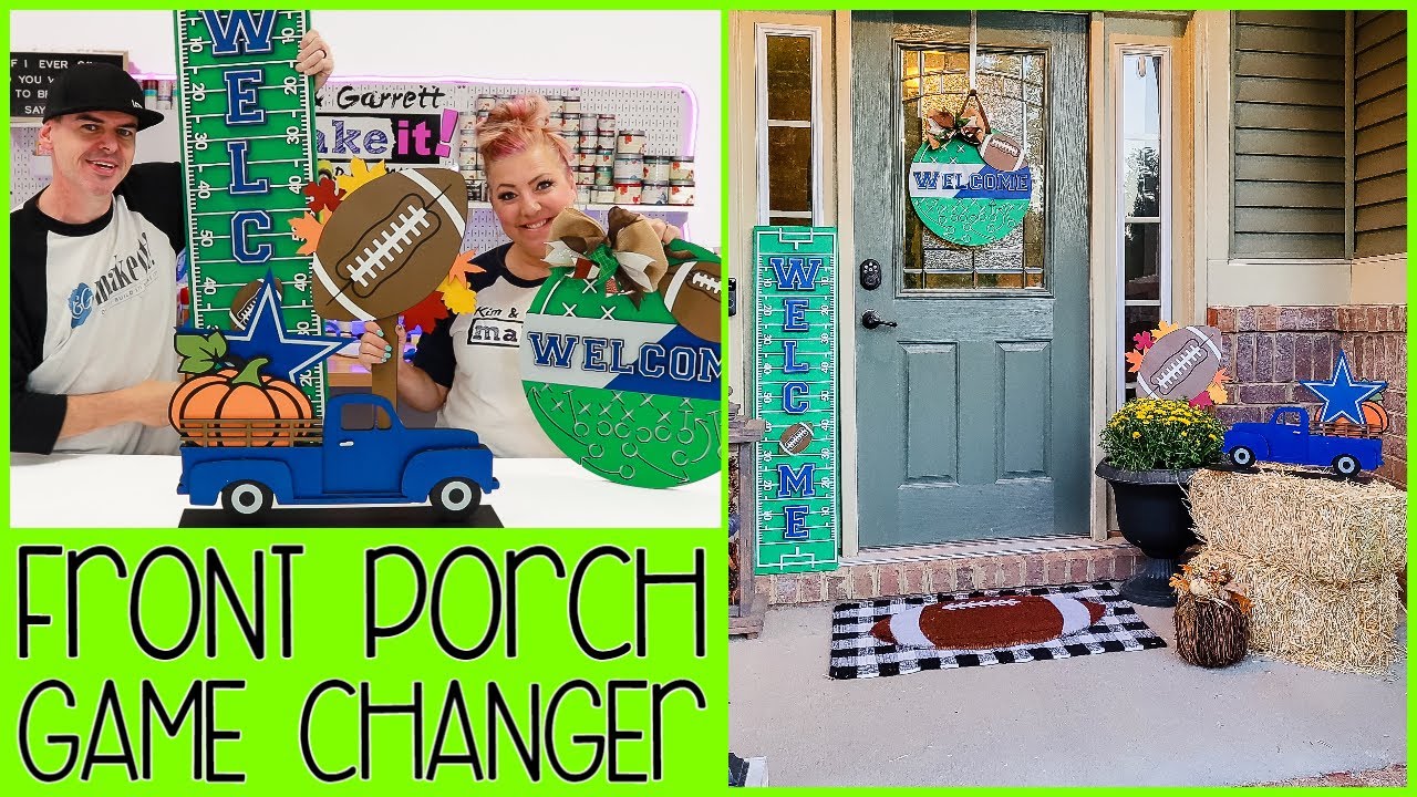 Fall Football Front Porch Decoration Makeover - YouTube