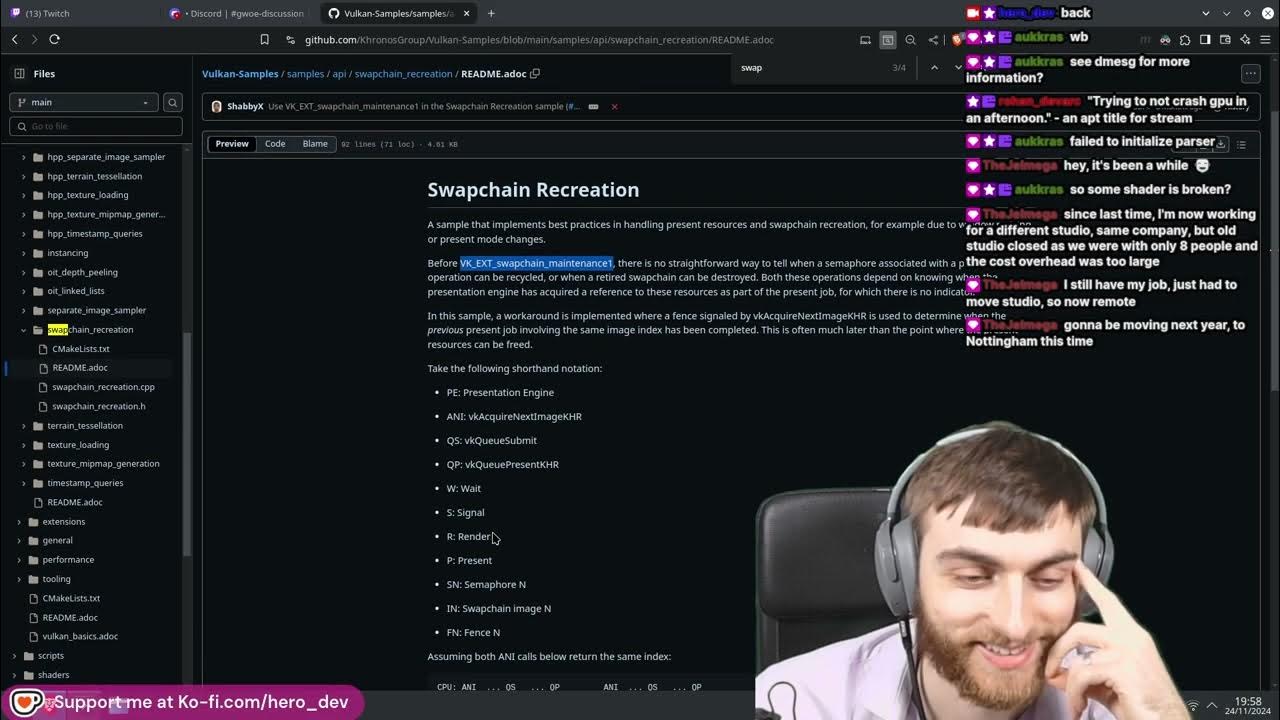 Looking at Vulkan Swapchain Recreation | Game W/O Engine Day 193 | C | Vulkan | Linux & Windows ...