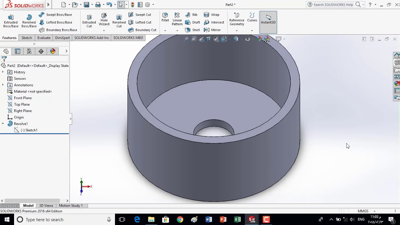 03 Revolve, Revolve cut and reference geometry كورس سوليدوركس بالعربي ...