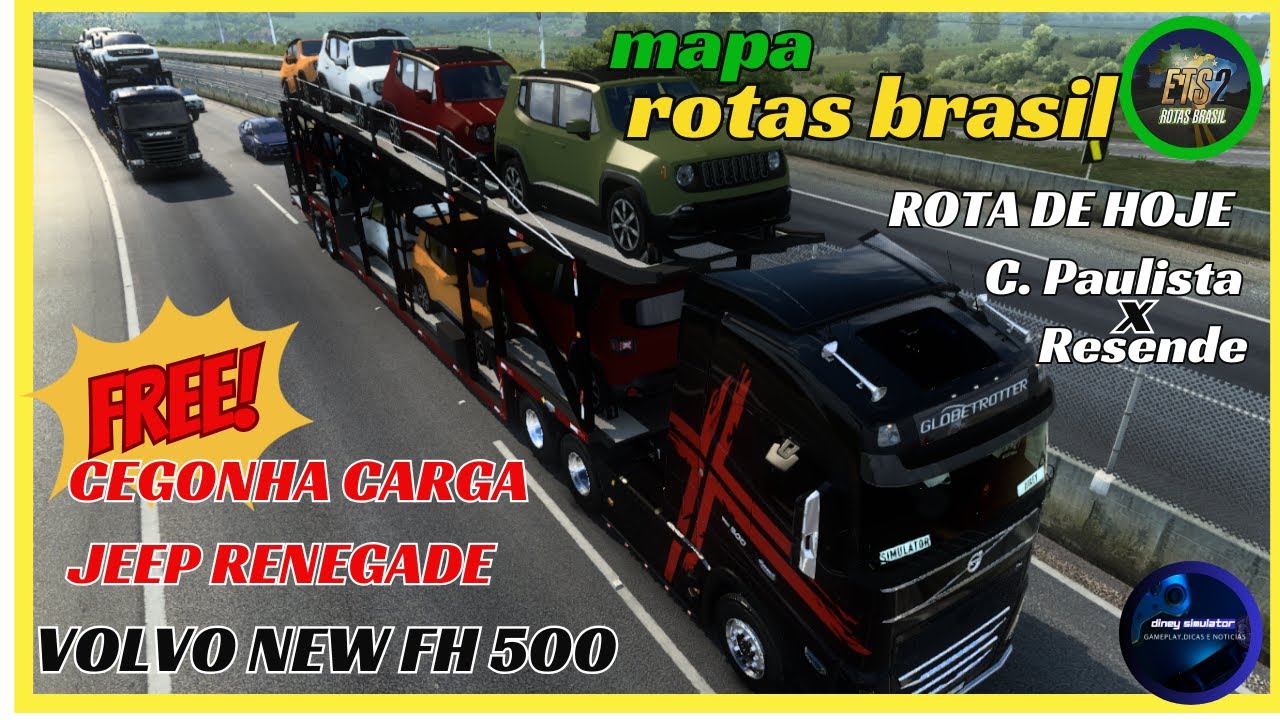 ROTAS BRASIL ETS2 1.49/ CONJUNTO FREE VOLVO FH 500 CEGONHA JEEP ...