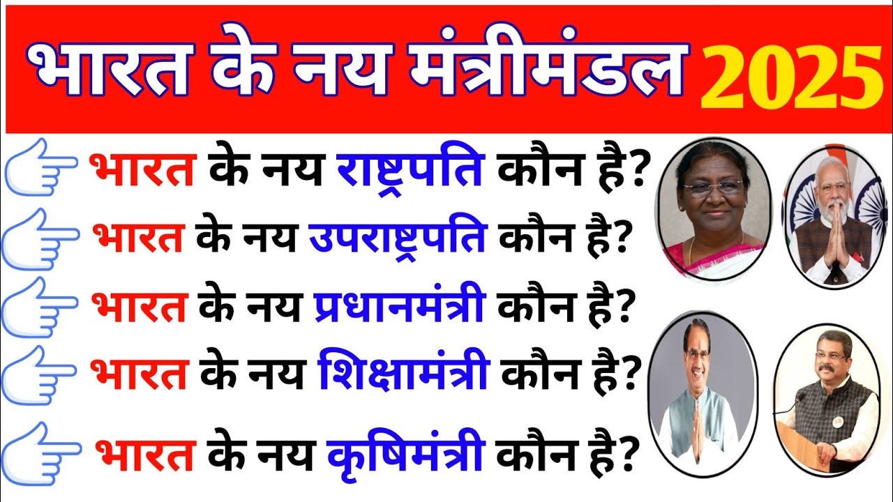 भारत के नय मंत्रिमंडल 2025 | bharat ke nay mantrimandal 2025 | gk question and genera knowledge ...