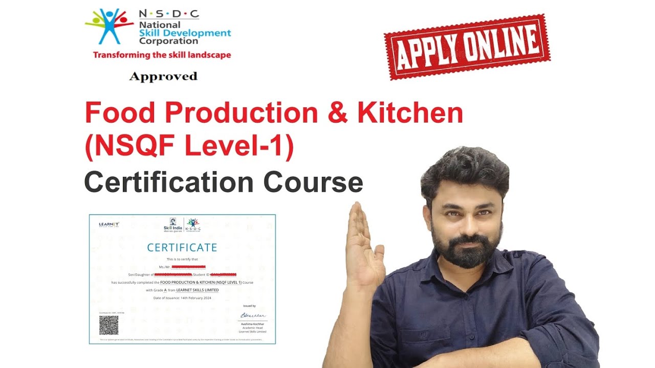 NSQF Level 1 Certificate - Original । NSDC । Kitchen । Tradesman ...