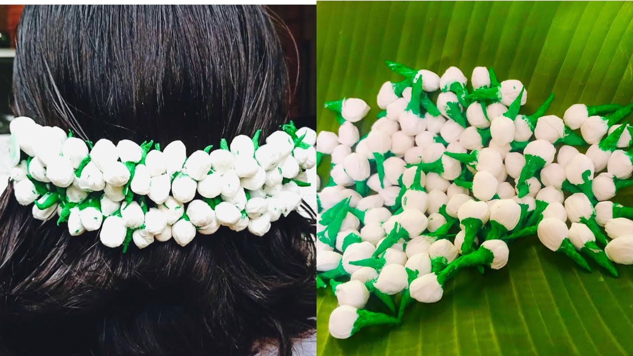 Making jasmine flowers with tissue paper | DIY | Jasmine veni | Hair ...