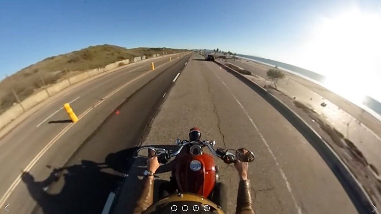 360 Virtual Reality Motorcycle Beach Ride - Indian Scout - YouTube