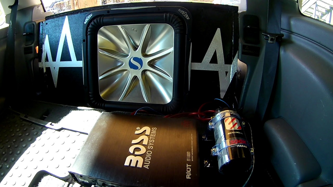 15 Inch Kicker L7 subwoofer mini Cooper 2004 walk though and demo - YouTube