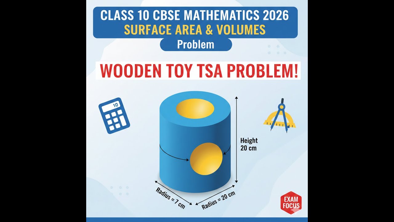 Class 10 CBSE Maths 2026 | TSA of Wooden Toy Cylinder + Hemispheres ...