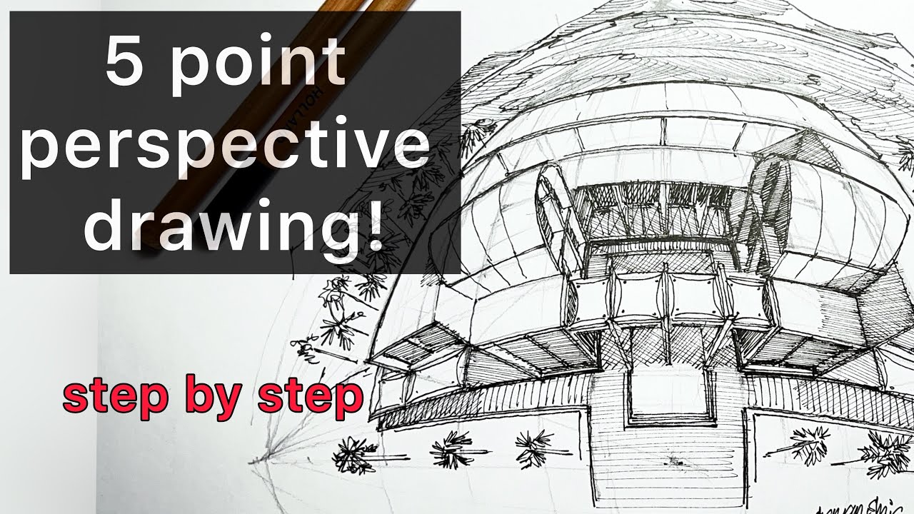 How to draw 5 point perspective? 🌍🖌️| fish eye view #drawing #art # ...