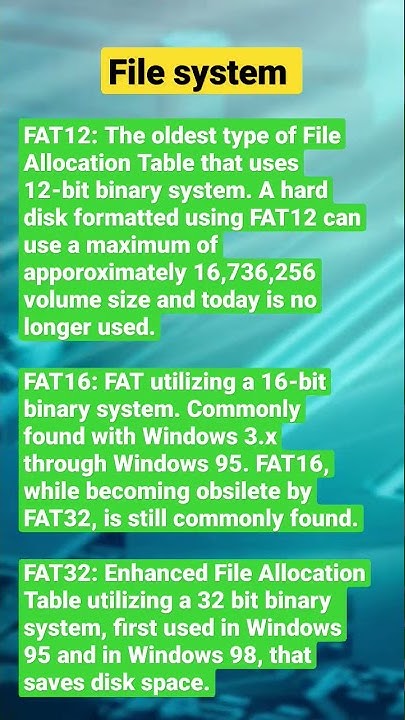 Windows files system FAT12, FAT16, FAT32 #youtubeshorts #shorts #informatik #windows10 - YouTube