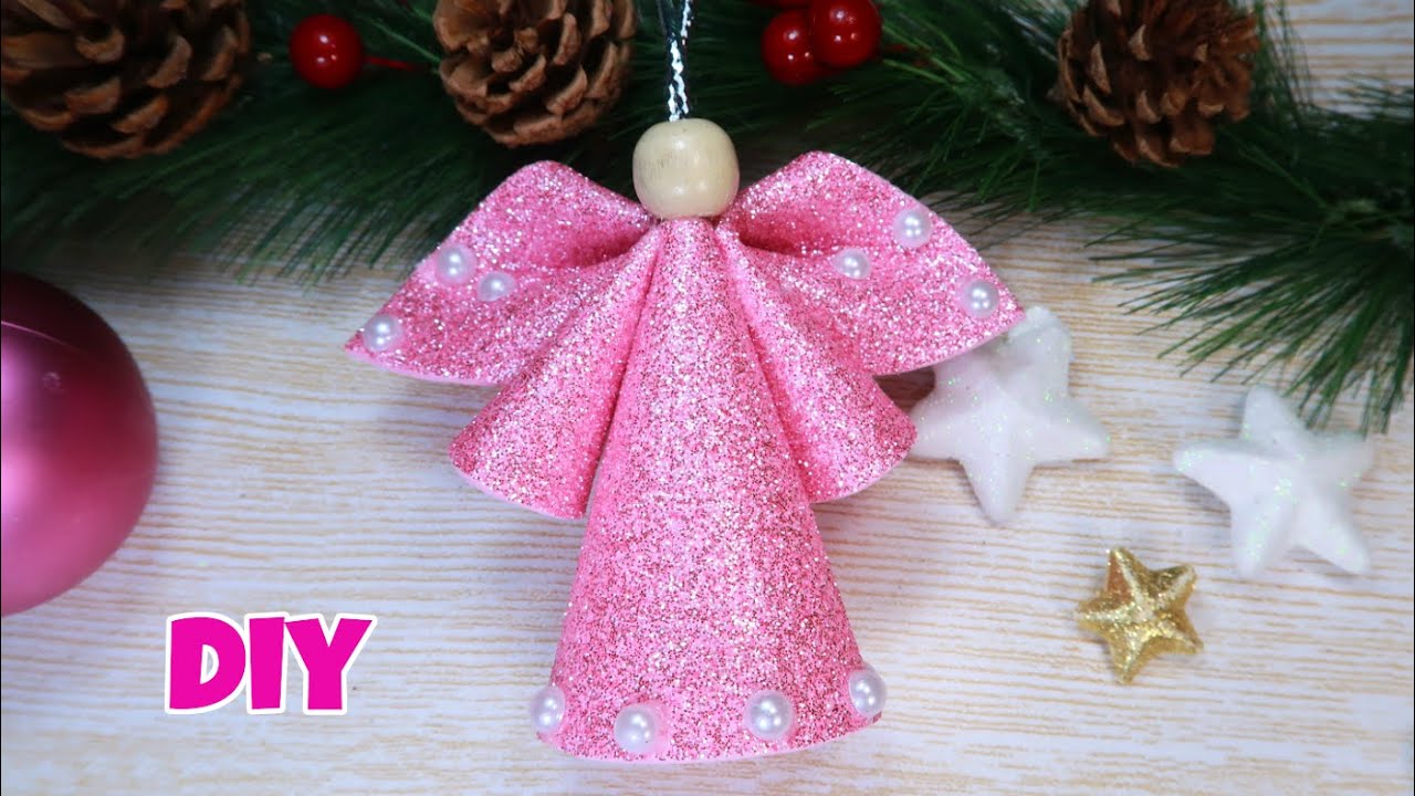 DIY Christmas decor angel, christmas ornament tutorial, glitter foam ...