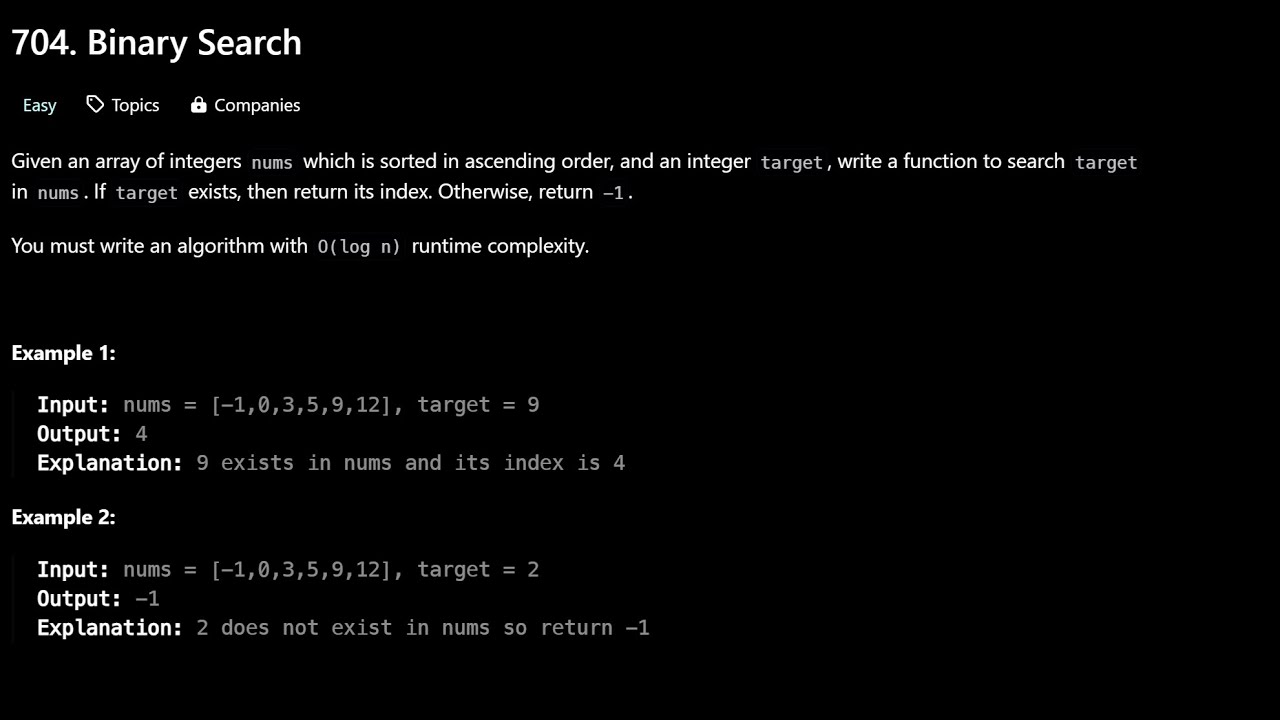 Leetcode 704: Binary Search - YouTube