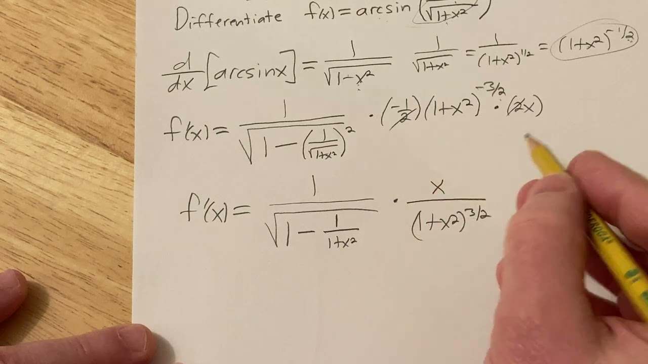 Derivative Of F x Arcsin 1 sqrt 1 X 2 YouTube