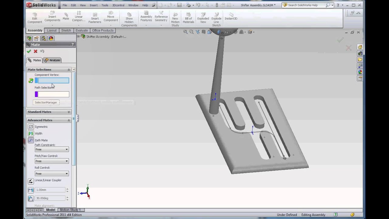 Applying the Path Advanced Mate, Part 2, Adding the Vertex, Applying ...