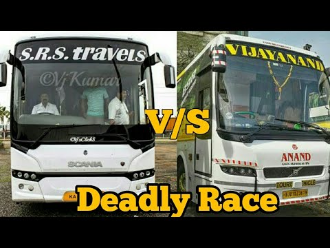 Drag Race Between Two Bus || Bus Race Between Scania V/S Volvo - YouTube