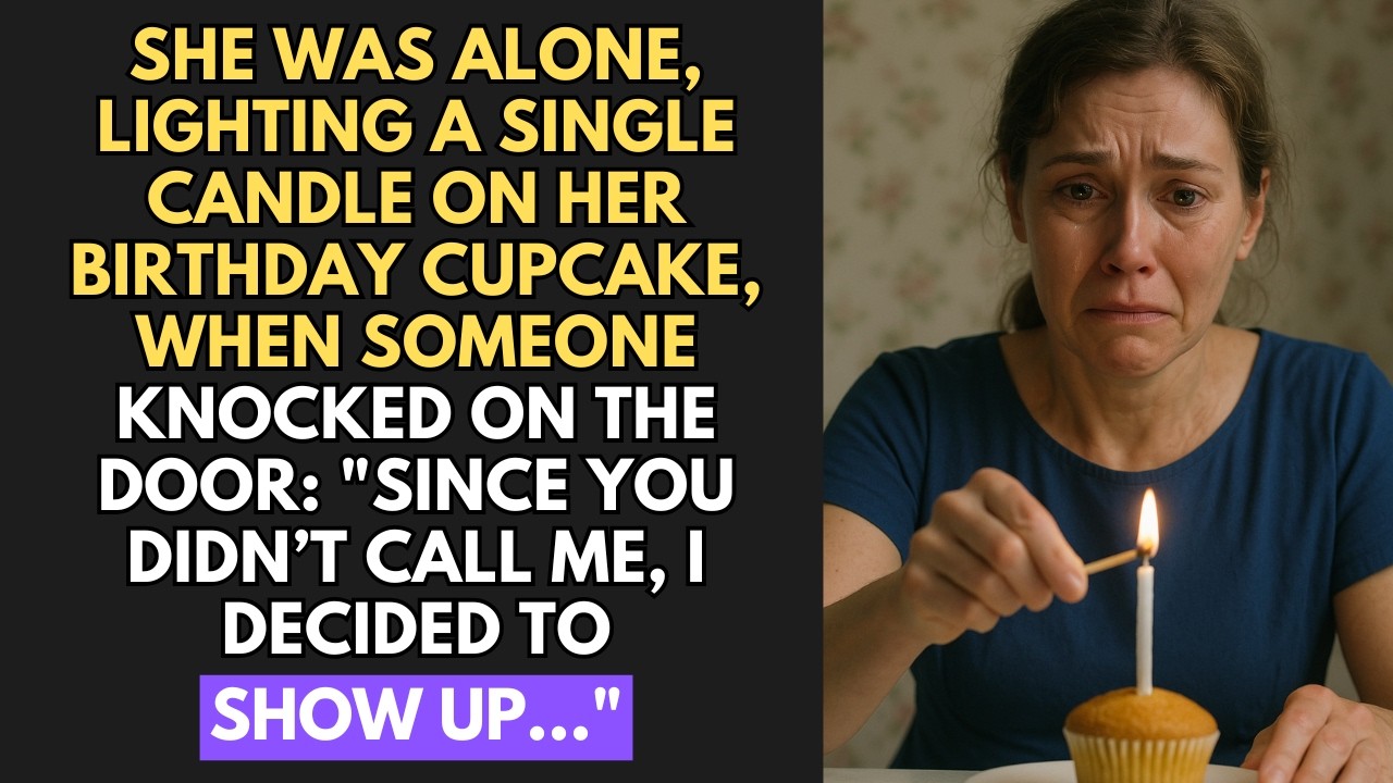 She Was Alone, Lighting A Single Candle On Her Birthday Cupcake, When ...