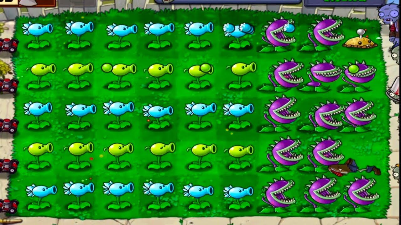 Adventure - Day - Level 8 | Peashooter + Snow Pea + Chomper | Plants VS ...