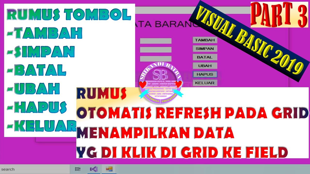 TUTORIAL RUMUS TOMBOL TAMBAH, TOMBOL SIMPAN,TOMBOL UBAH,BATAL, HAPUS ...
