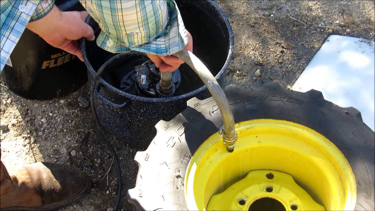 Filling John Deere 316 tire with sugar syrup in REAL TIME! - YouTube