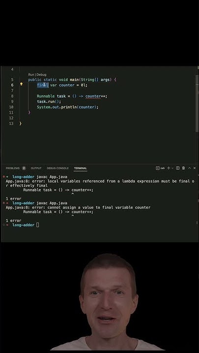 How to solve ""error: ....final or effectively final"" with LongAdder # ...