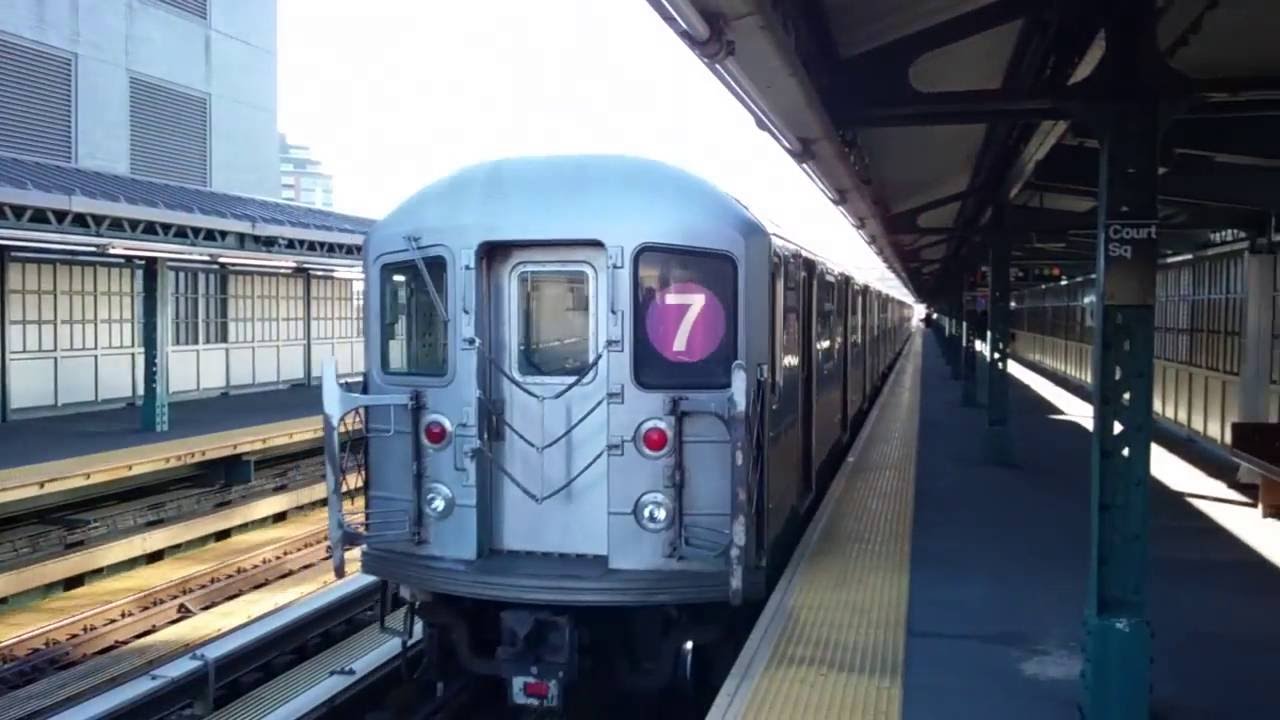 IRT Flushing: Bombardier R62A (7) train @ Court Square - YouTube