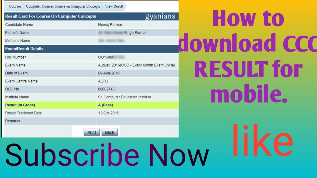 How to check CCC RESULT # Mobile se CCC RESULT check Karen - YouTube