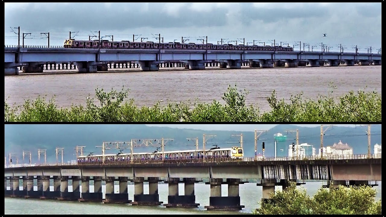 The 2 Long Railway Bridges of Mumbai - Local Trains over the Vasai and ...