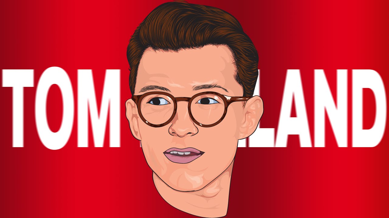 cartoon portraits drawing Tom Holland vector Portrait | SlArt - YouTube