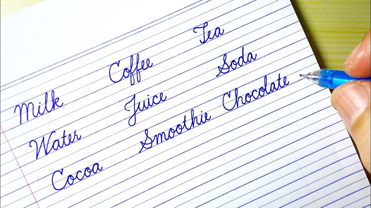 How to write Drinks name in Cursive writing | How to write cursive ...