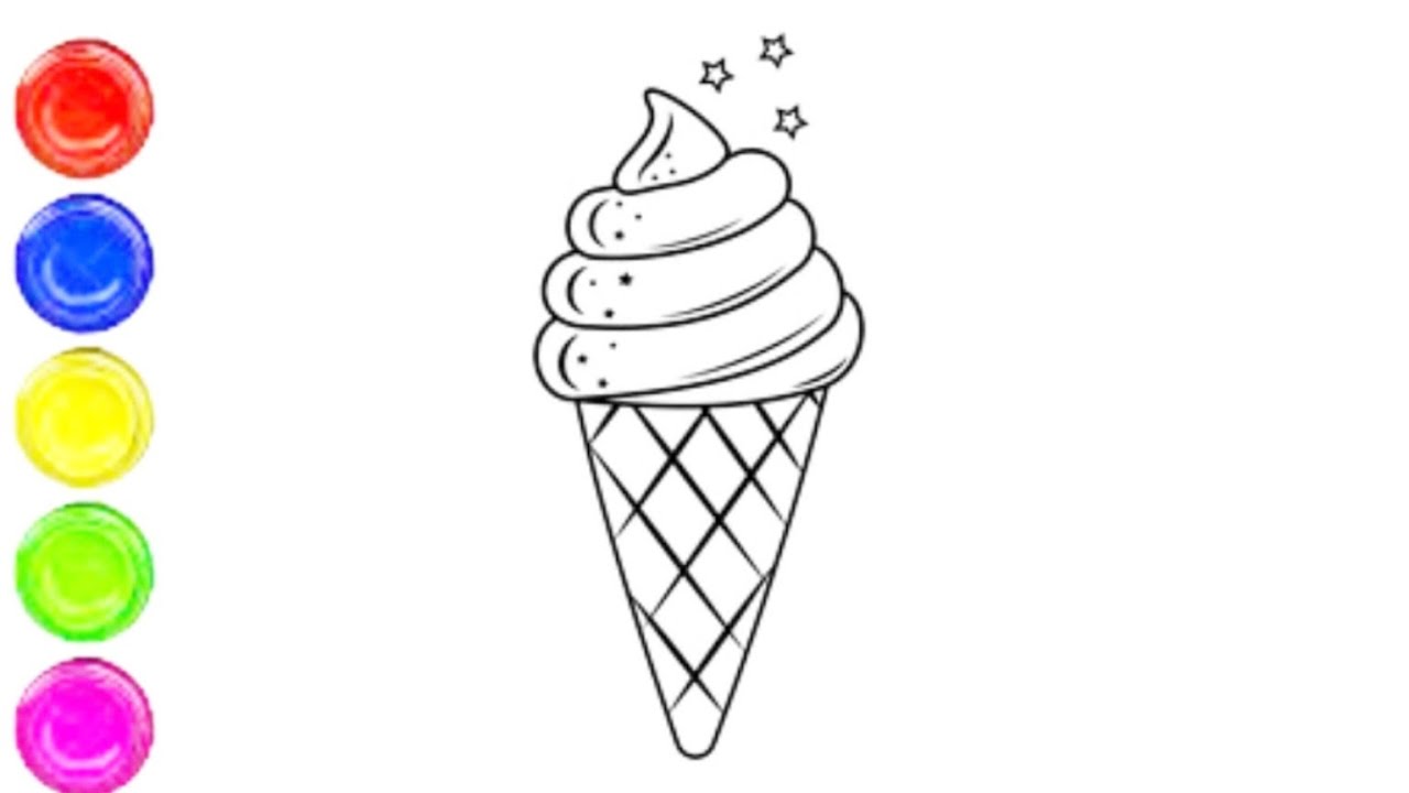 Menggambar dan mewarnai es krim | drawing coloring a cute ice cream ...