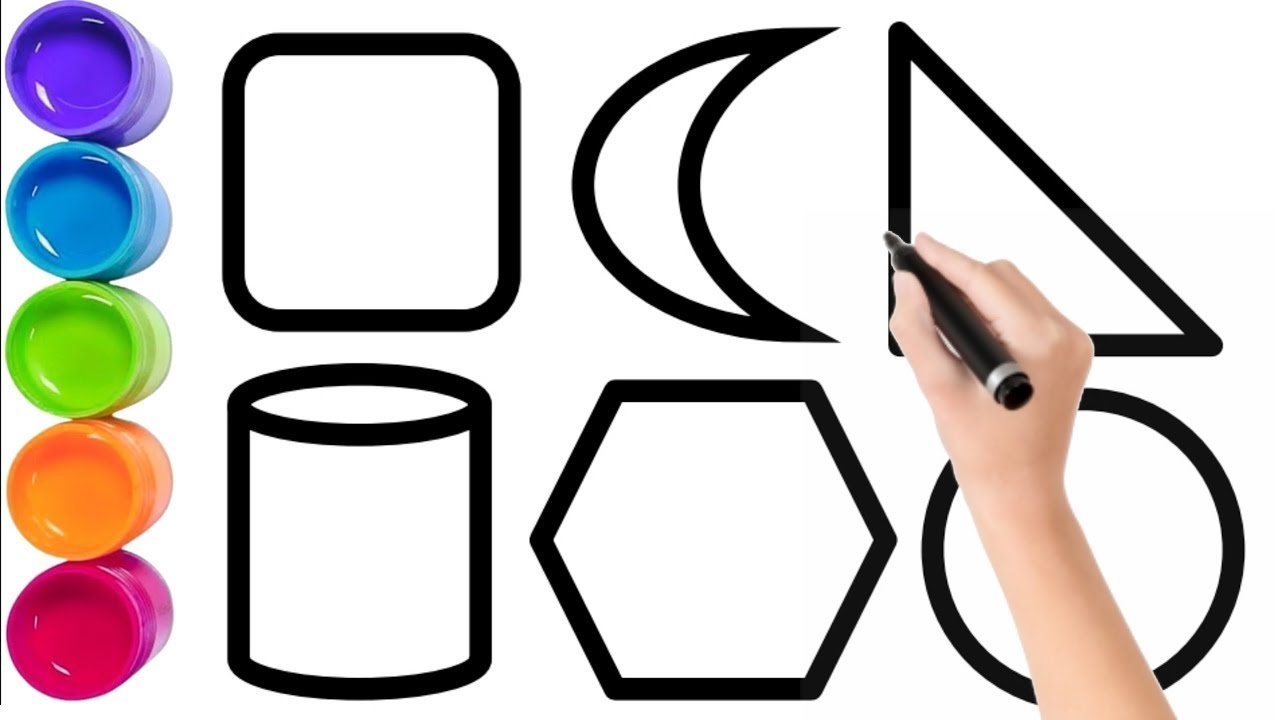 shapes name | 3D shapes drawing and colouring - YouTube