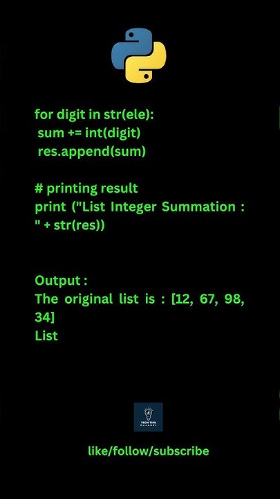 Python | Sum of number digits in List - YouTube
