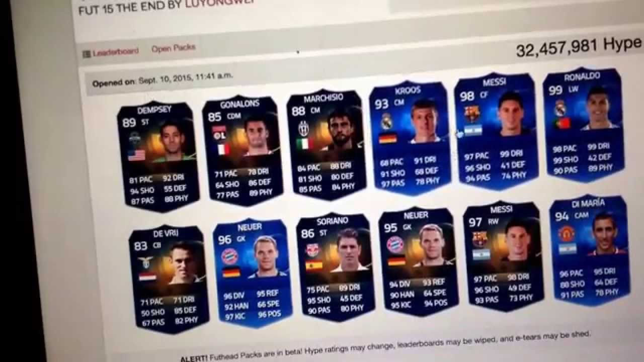 Futhead Pack Opining:99 RONALDO and 98 MESSI - YouTube