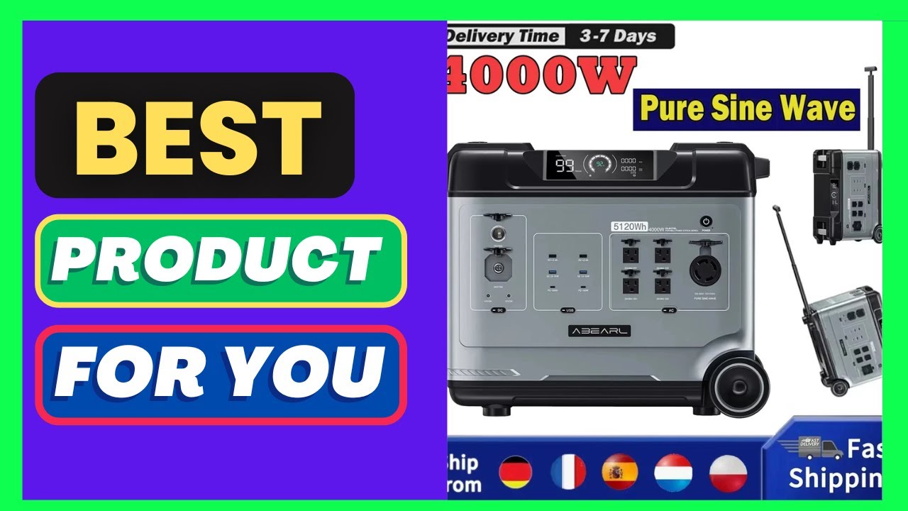 OUKITEL P5000 Pro Solar Generator 160000mAh Power Station 4000W Pure ...
