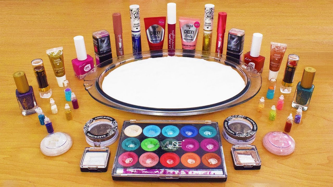 Mixing Makeup and Glitter Into Glossy Slime ! Recycling My Makeup In ...