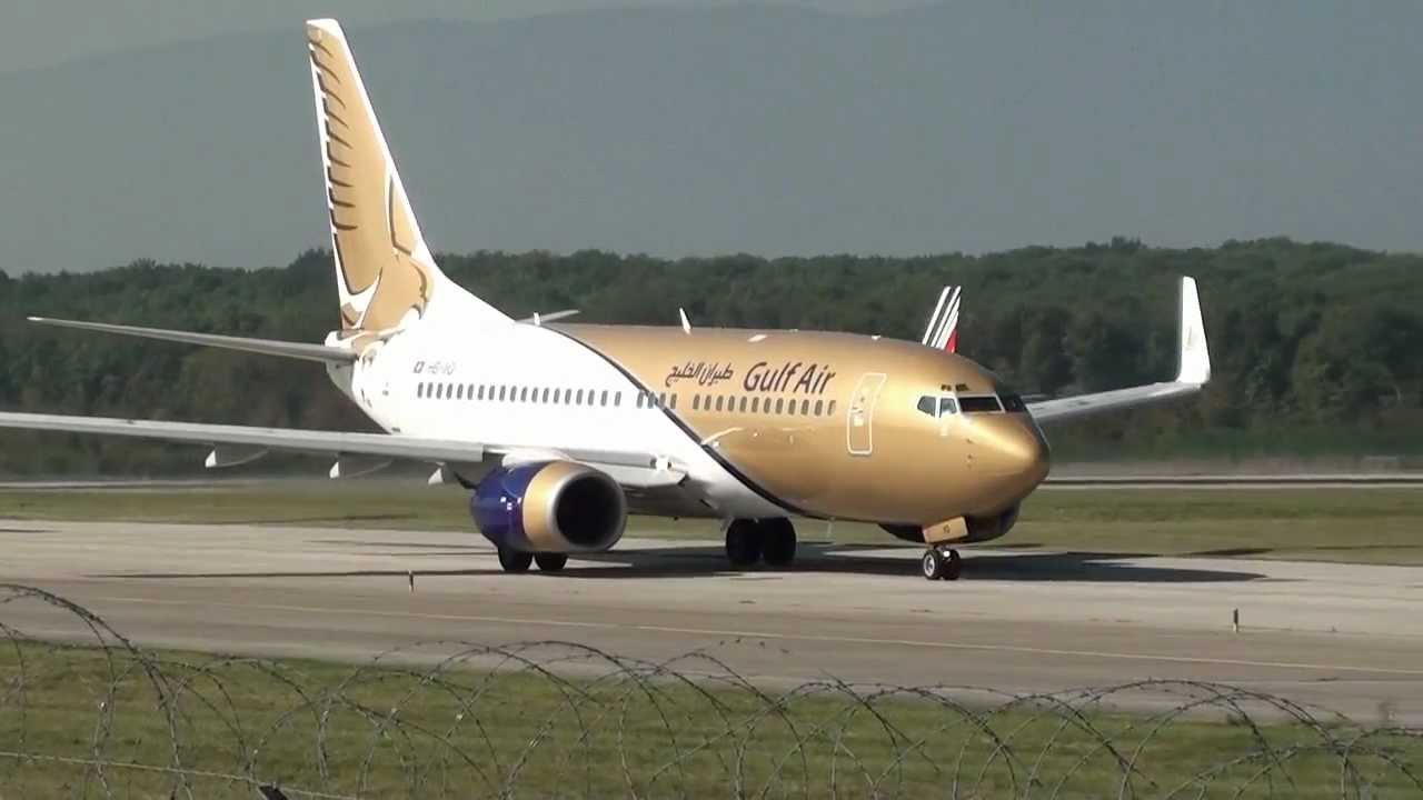 Gulf Air (PrivatAir) 737-700 BBJ take off rwy 23 at Geneva Cointrin ...