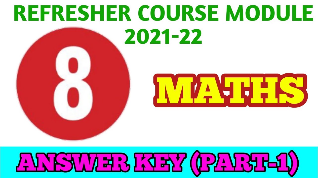 8th Standard Mathematics Refresher Course Module Answer key (Part-2 ...